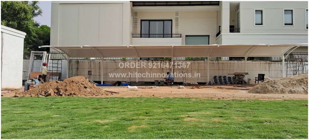 Tensile Structure Car Parking - Ludhiana Chandigarh Kharar Trident Aerocity | Hitech Innovations