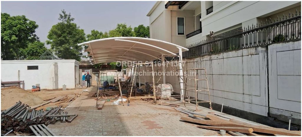Tensile Structure Car Parking - Ludhiana Chandigarh Kharar Trident Aerocity | Hitech Innovations