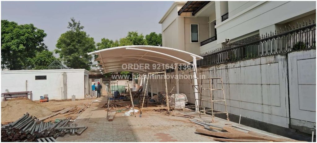 Tensile Structure Car Parking - Ludhiana Chandigarh Kharar Trident Aerocity | Hitech Innovations